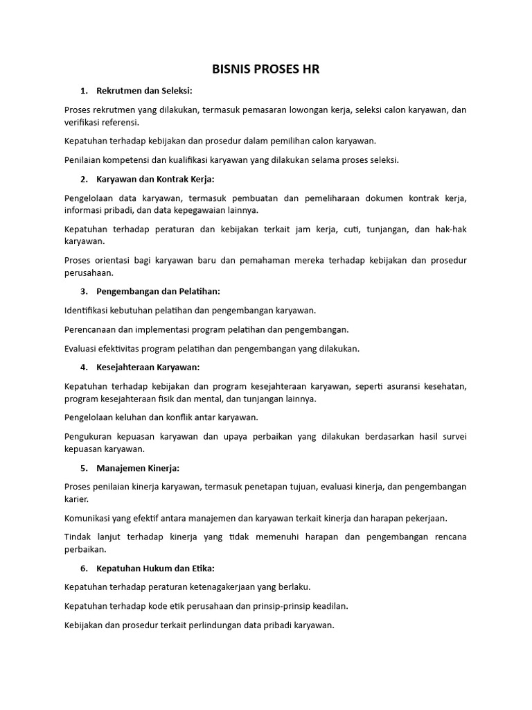 Proses Bisnis HR dan Rekrutmen Karyawan | PDF | Karier & Perkembangan