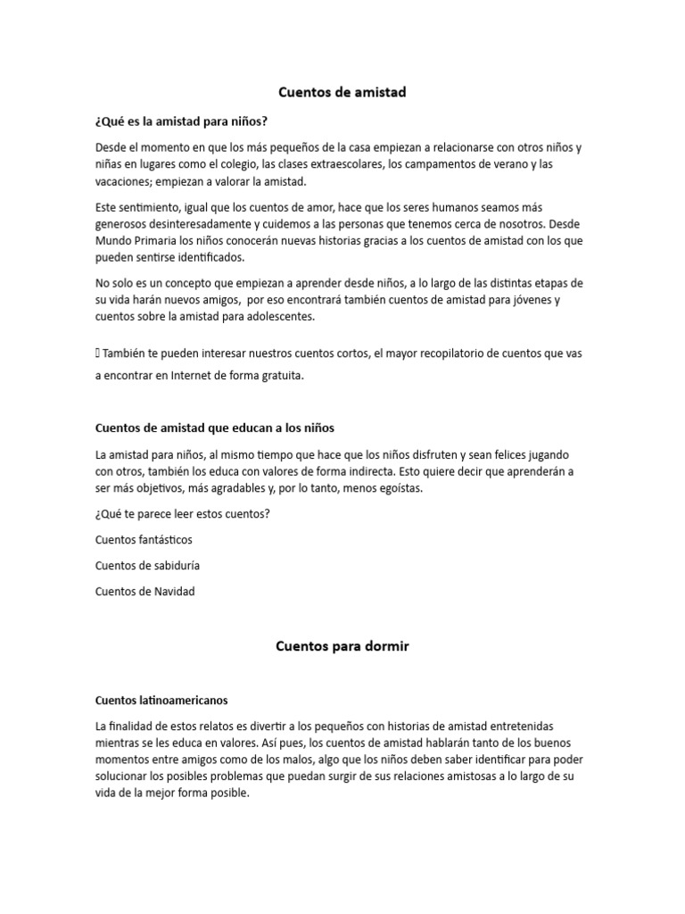Cuentos De Amistad Pdf