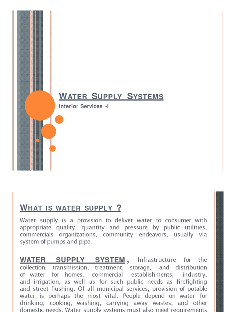 Water Supply System | PDF | Pipe (Fluid Conveyance) | Water Supply