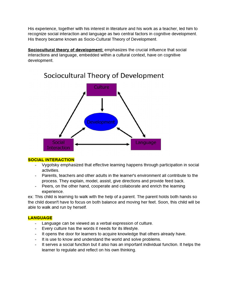 Sociocultural Theory of Development: Emphasizes The Crucial Influence ...