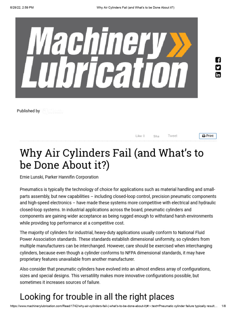Preventing Pneumatic Cylinder Failures | PDF
