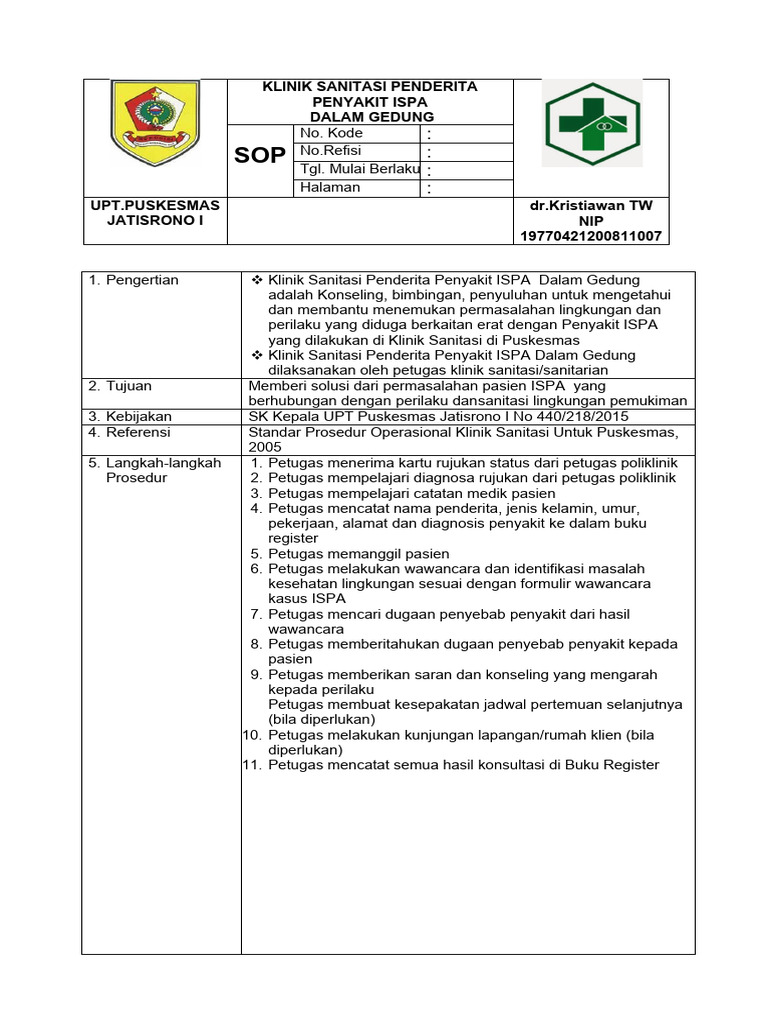 SOP KS ISPA Dalam Gedung (Print) | PDF