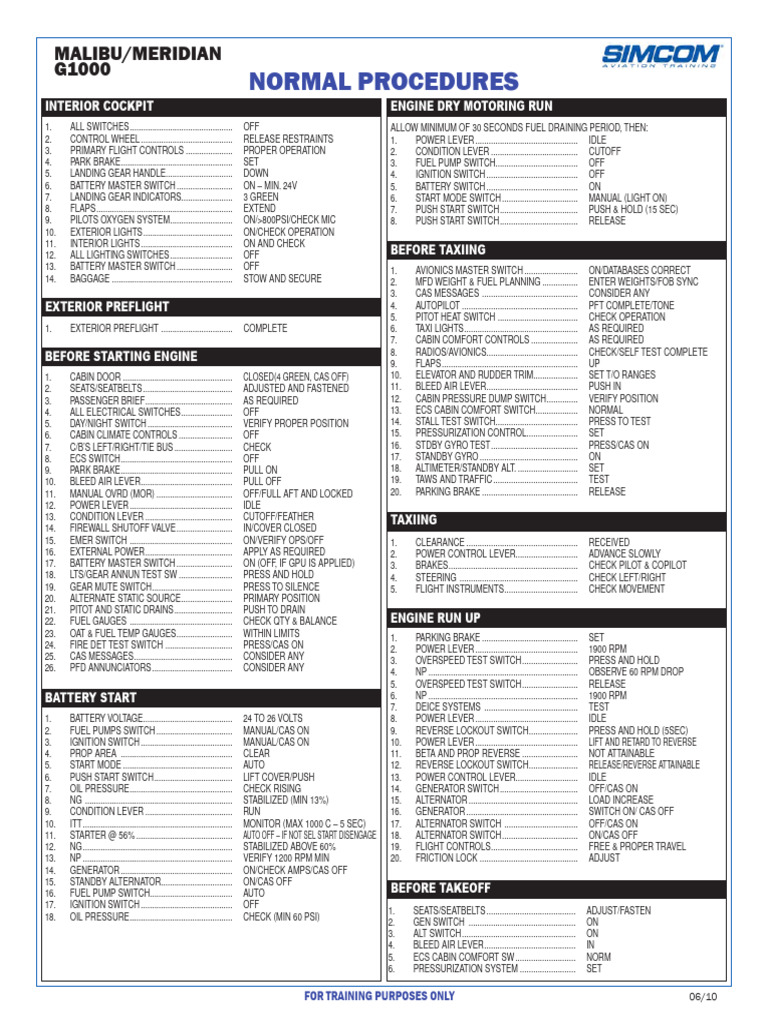 Checklist Piper M500 G1000 | PDF
