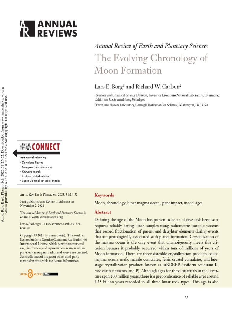The Evolving Chronology of Moon Formation | PDF