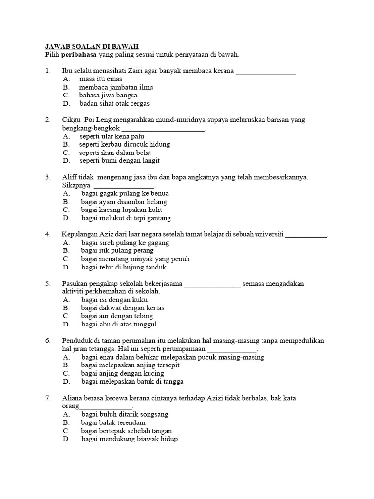 Latihan Peribahasa PKP | PDF