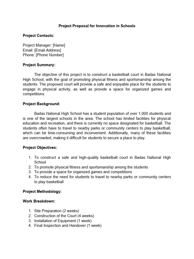 Basketball Court Project Proposal for Badas High | PDF | Risk Management