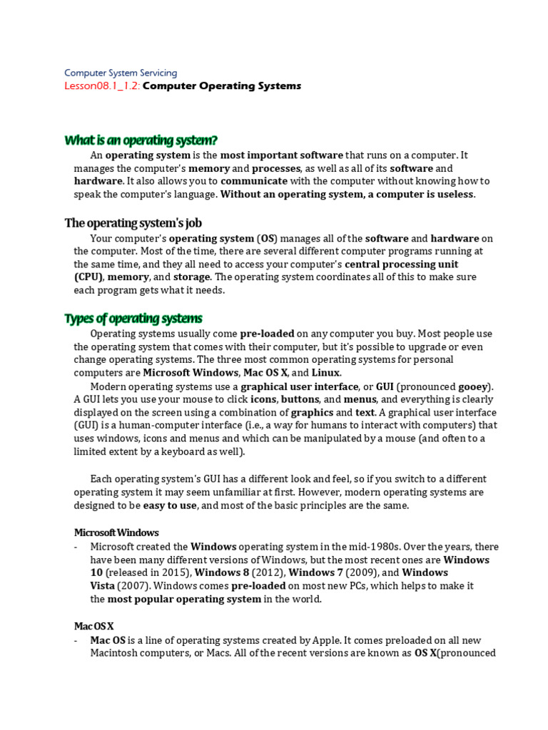 Lesson02.2 Computer-OS Types | PDF