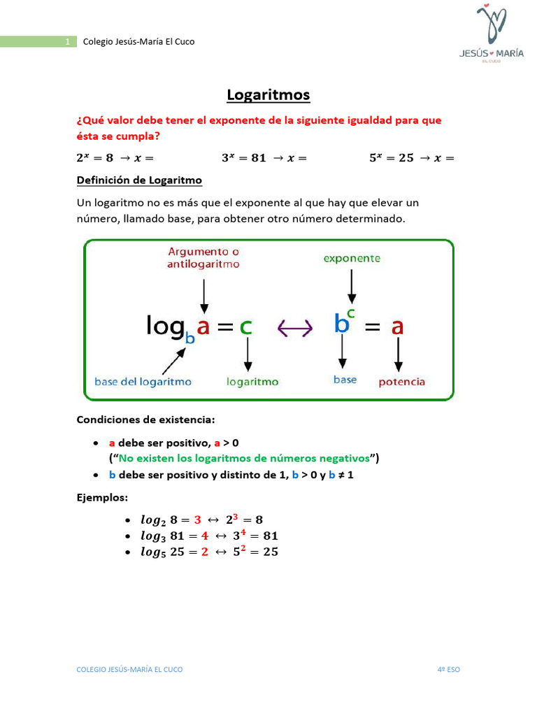 Teoria Logaritmos | PDF | Métodos y materiales de enseñanza