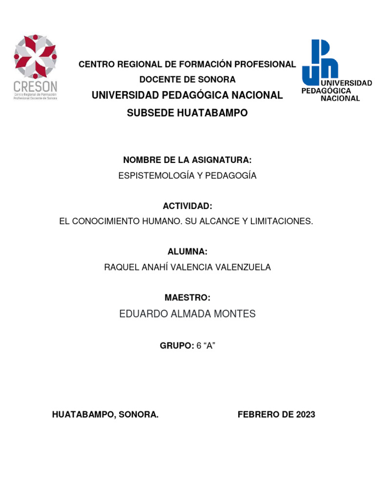 Alcances y limitaciones del conocimiento humano | PDF | Mente | Imaginación