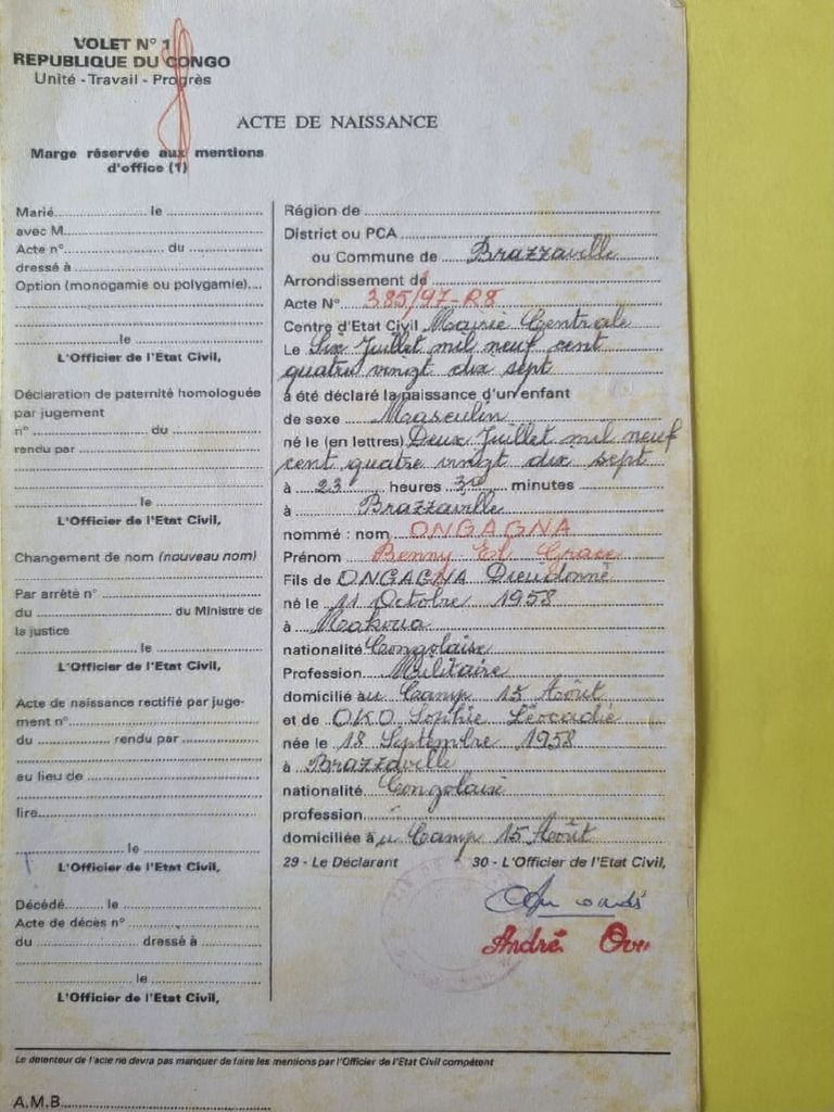 Acte de Naissance | PDF