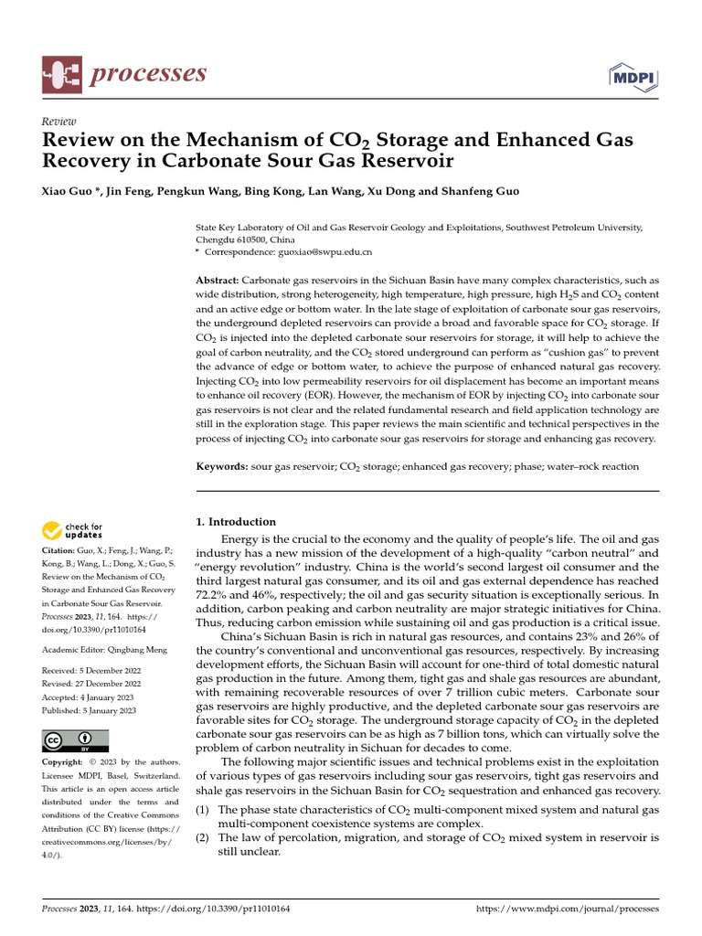 Processes 11 00164 v2 | PDF | Diffusion | Carbon Dioxide