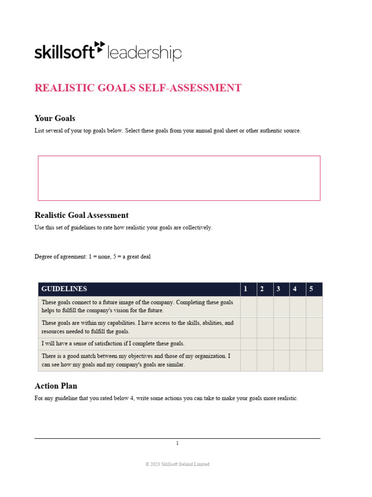 Skillsoft Realistic Goals Self Assess+ (Bs Ald07 A16) | PDF | Self ...