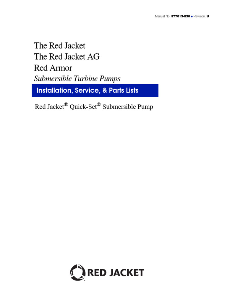 577013-830 The Red Jacket STP Install, Service, & Parts Rev U | PDF ...