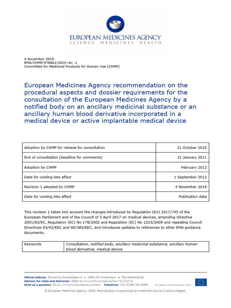 EMA Guidance for Notified Bodies | PDF | Medical Device | Medicine
