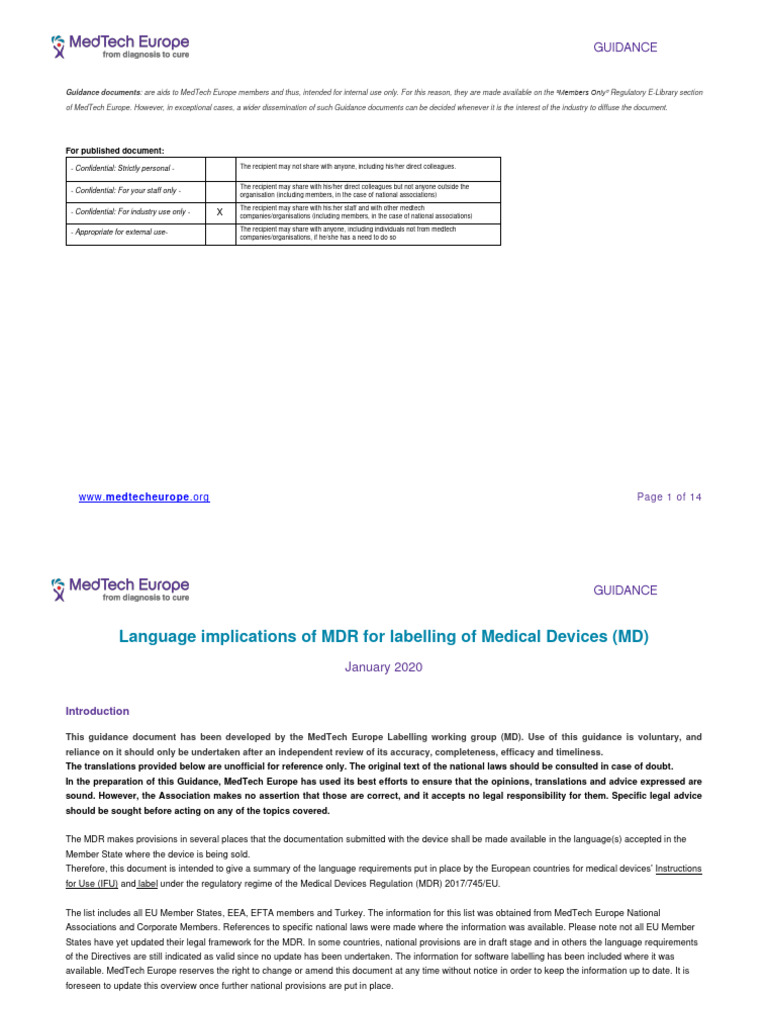 MDR Language Requirements for Medical Devices | PDF | Business | Computers