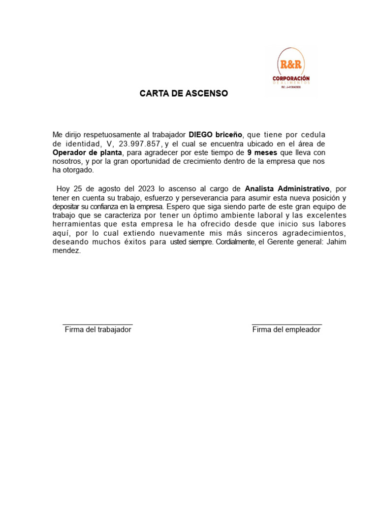 Carta de Ascenso | PDF