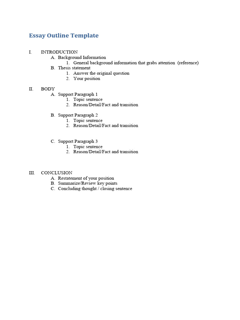 Essay Outline Template 04 | PDF