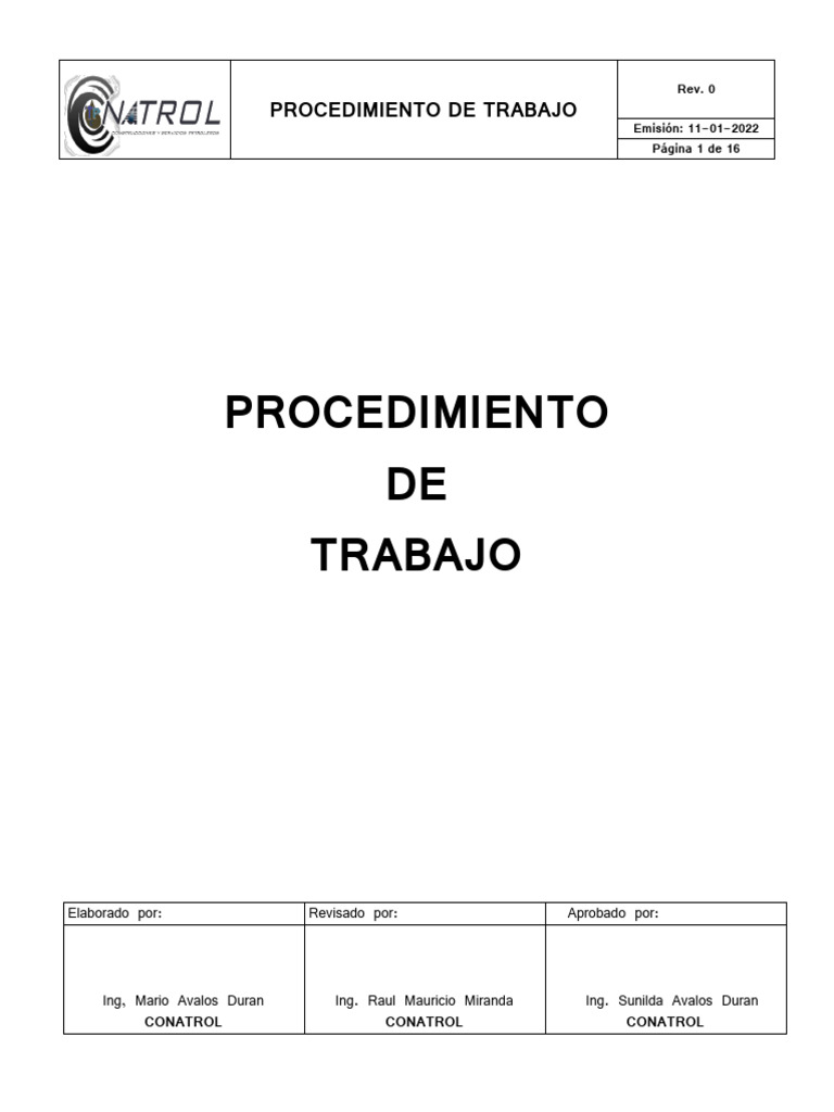 PROCEDIMIENTO DE TRABAJO | PDF