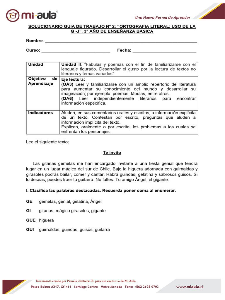 Solucionario Guia 2 Uso de La G J | PDF