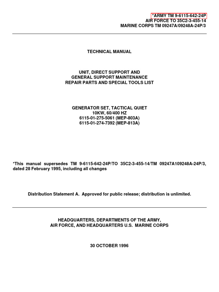 MEP-803A-MEP-813A-Technical-Parts-Manual-TM-9-6115-642-24P | PDF