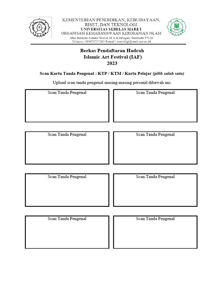 Berkas Pendaftaran Lomba Hadroh 2023 | PDF