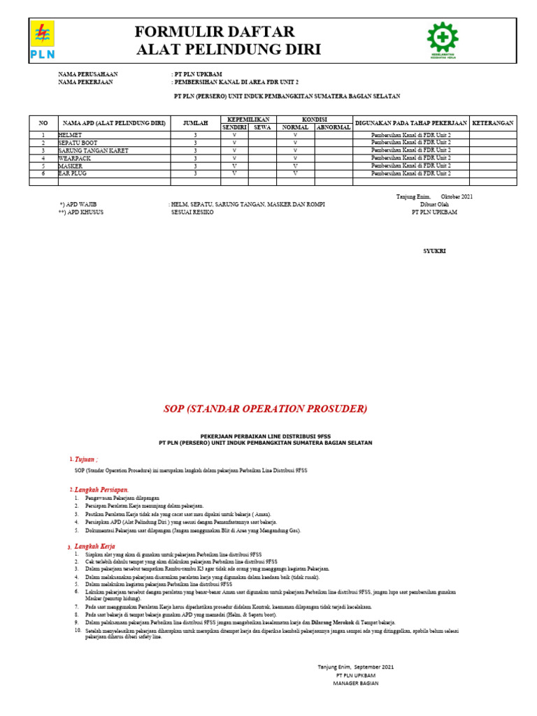 Jsa Perbaikan Line Distribusi U7 Fss Buntu | PDF