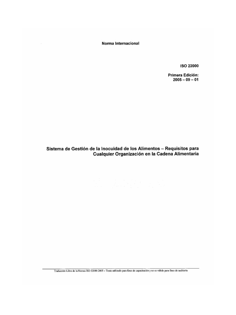 Norma ISO 22000 - 2005 | PDF