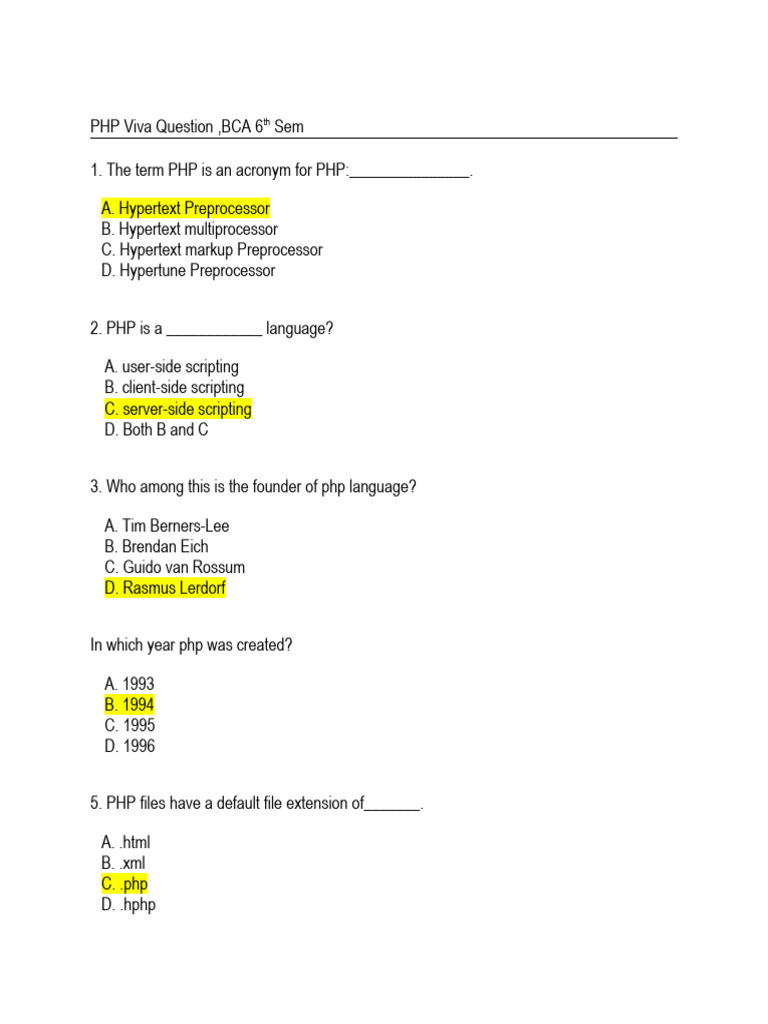 PHP Viva Question | PDF | Php | Dynamic Web Page PHP Viva Question | PDF | Php | Dynamic Web Page