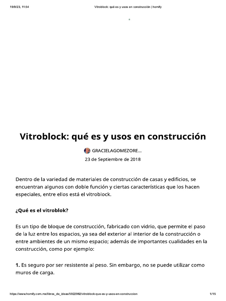 Vitroblock - Qué Es y Usos en Construcción - Homify | PDF