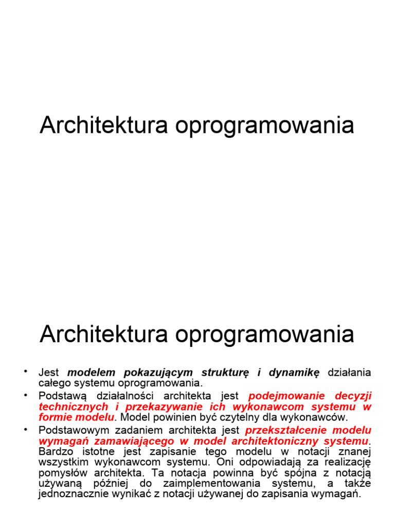 Architektura Oprogramowania | PDF