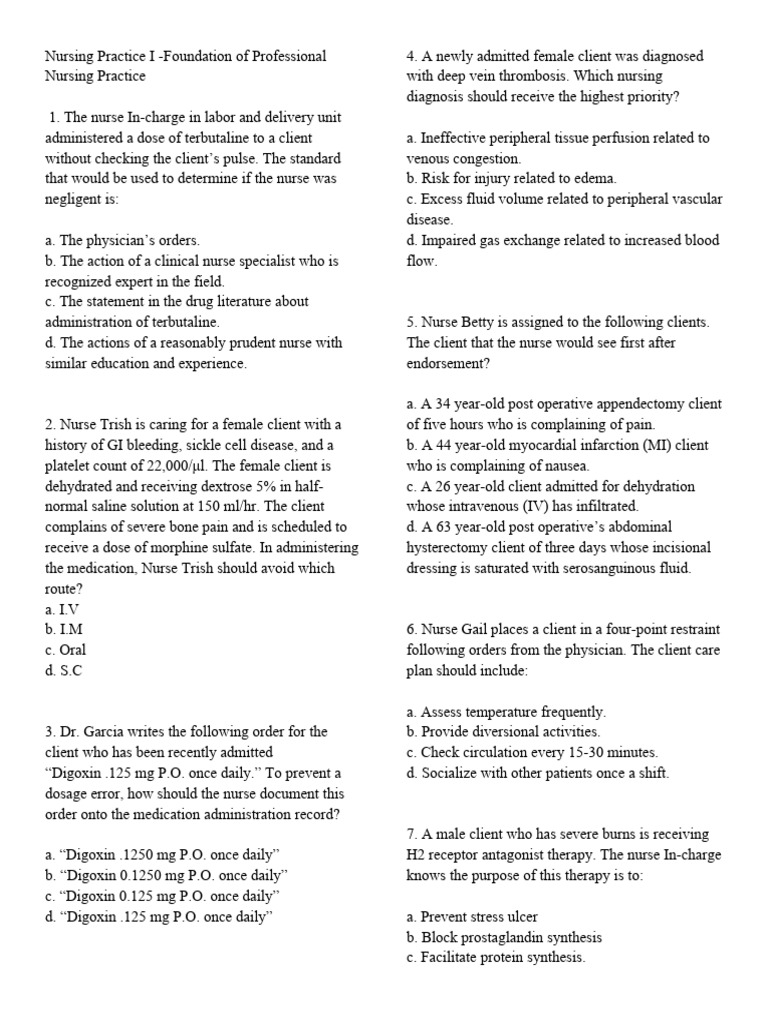 Nursing Practice I | PDF | Nursing | Intravenous Therapy