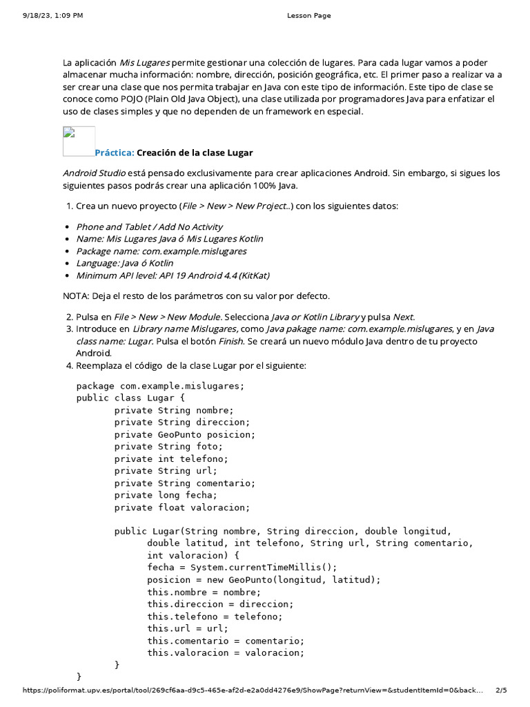 Clase Lugar Practica Pdf Java Lenguaje De Programación Constructor Programación