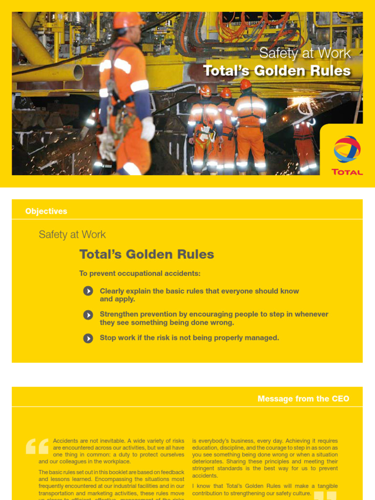 Total Safety Golden Rules | PDF | Personal Protective Equipment | Safety