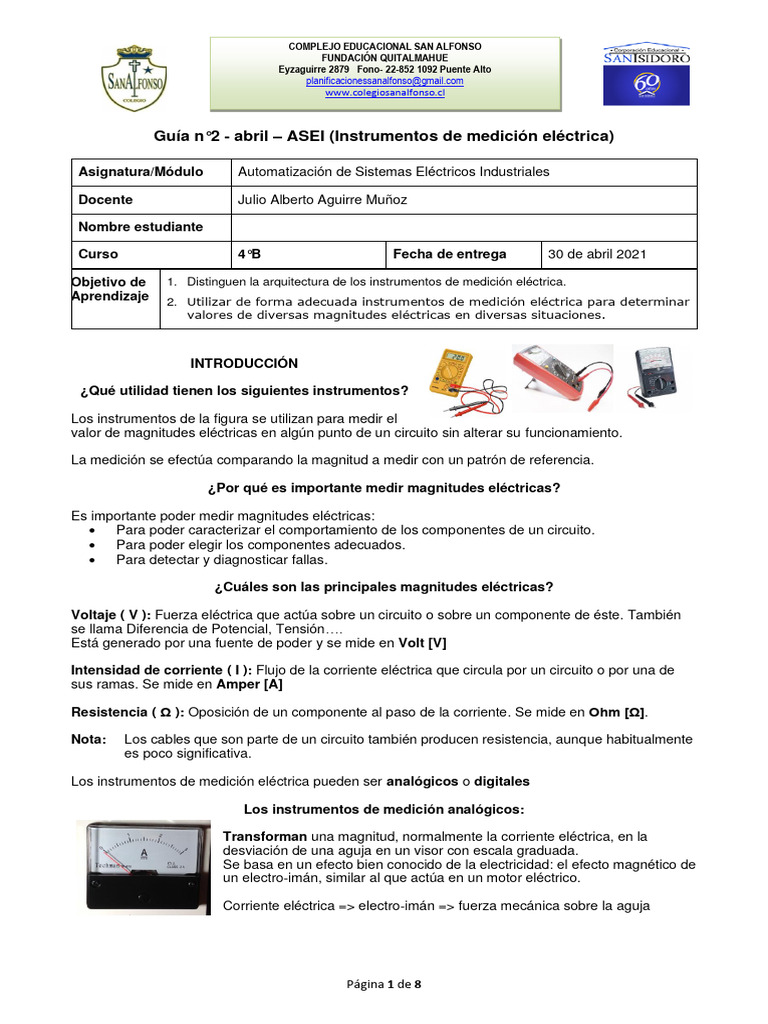 GUIA-2-Mediciones Electricas-3°b | PDF