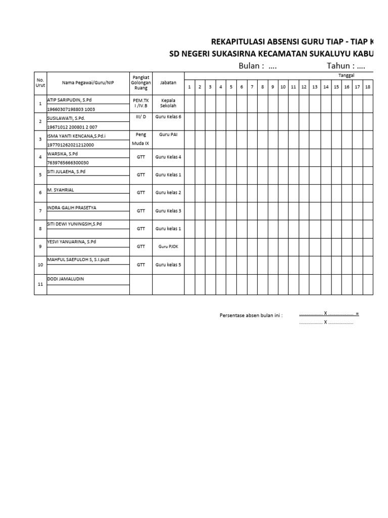 absen umum guru-1 | PDF