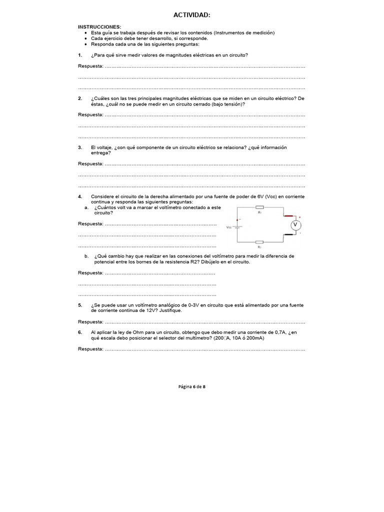 Actividad 1 Mediciones | PDF | Corriente eléctrica | Ciencias fisicas