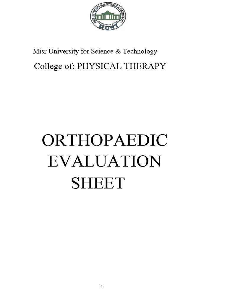 Orthopaedic Evaluation Sheet Cervical | PDF