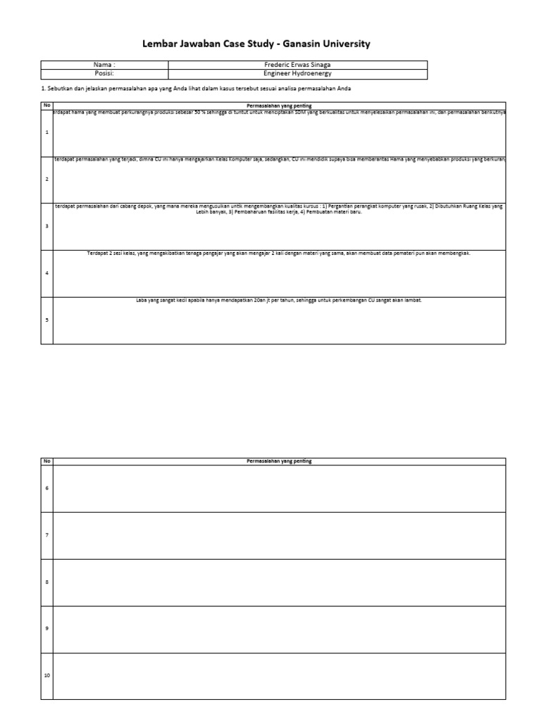 Case Study Ganasin - Jawaban - (Frederic Erwas Sinaga) | PDF