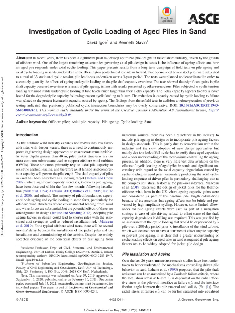 Igoe&Gavin2020 - Investigation of Cyclic Loading of Aged Piles in Sand ...