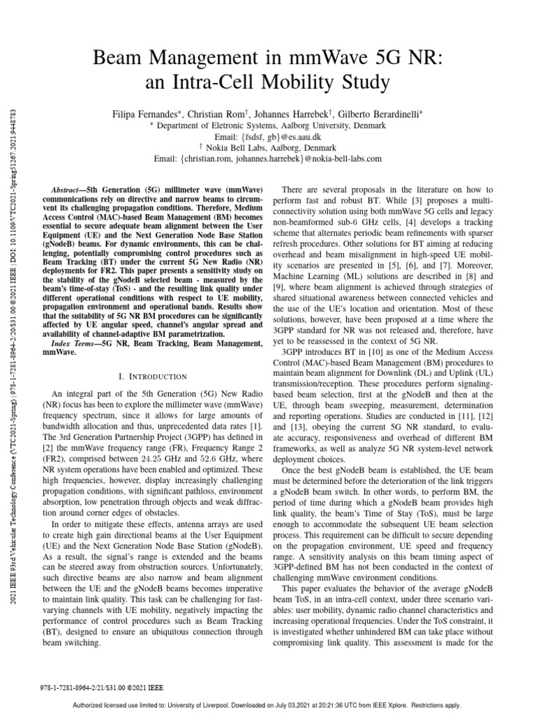 Beam Management in Mmwave 5G NR | PDF