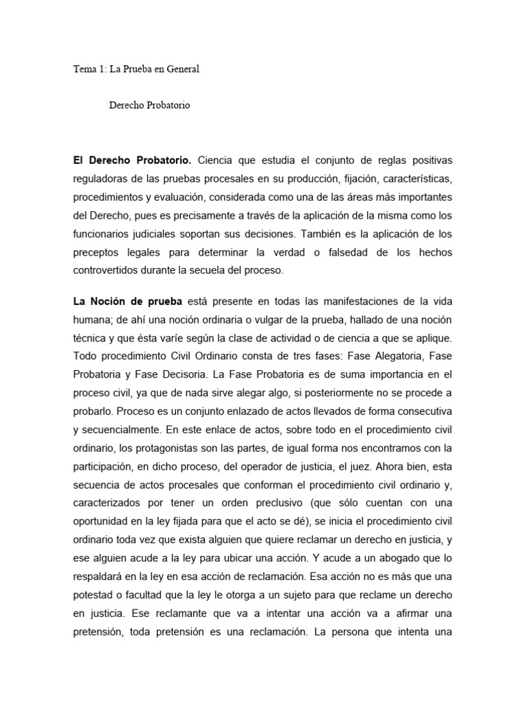 Derecho Probatorio | PDF | Derecho