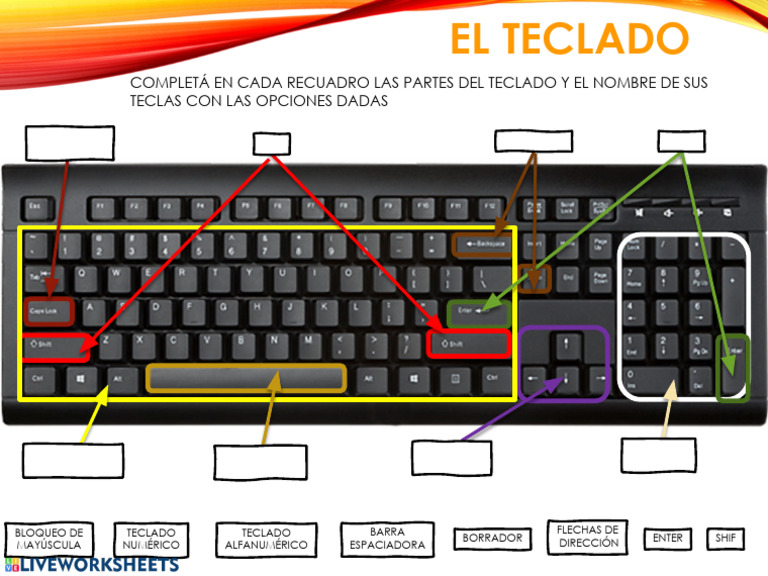 El Teclado: Completá en Cada Recuadro Las Partes Del Teclado Y El ...