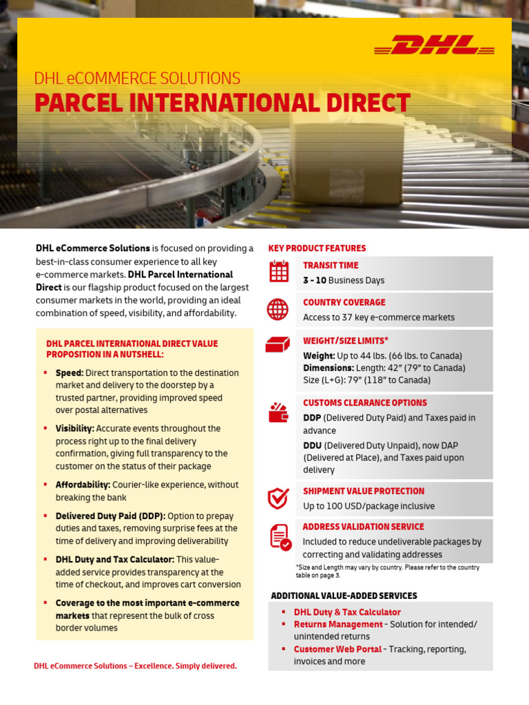 DHL Parcel International Direct Overview | PDF | E Commerce | Taxes