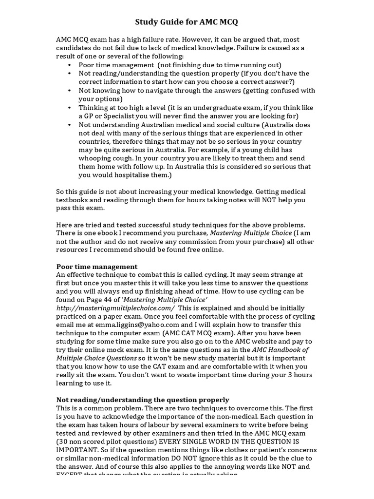Study Guide For AMC MCQ | PDF