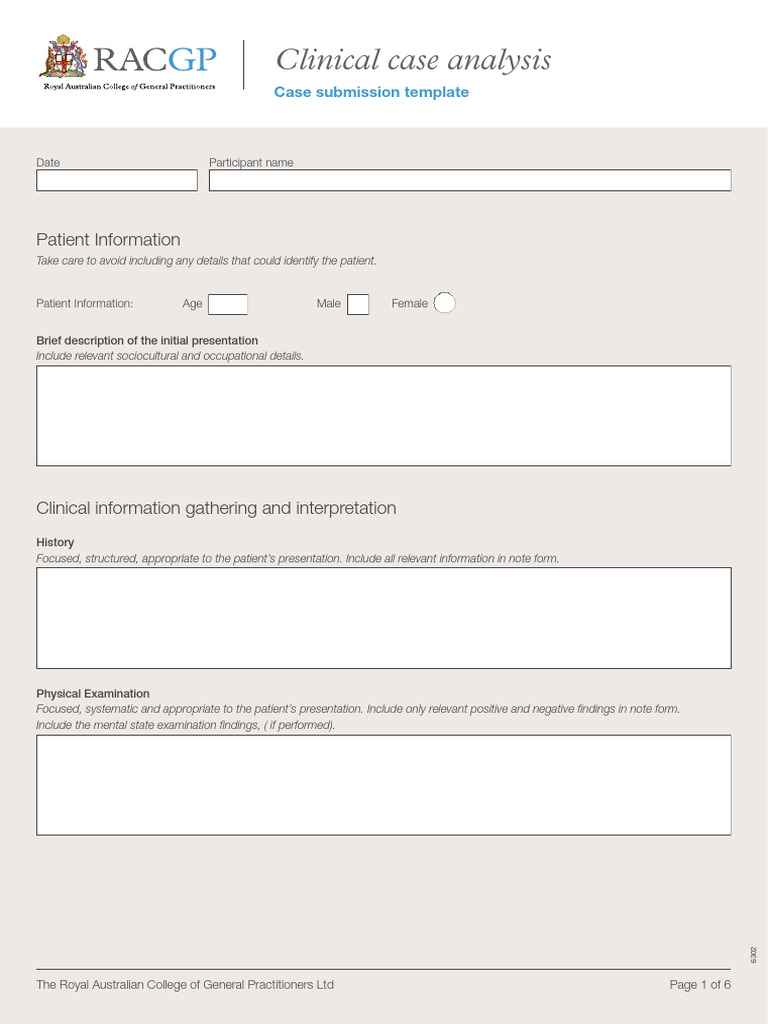 PEP Clinical Case Analysis Clinical Case Submission Template | PDF ...