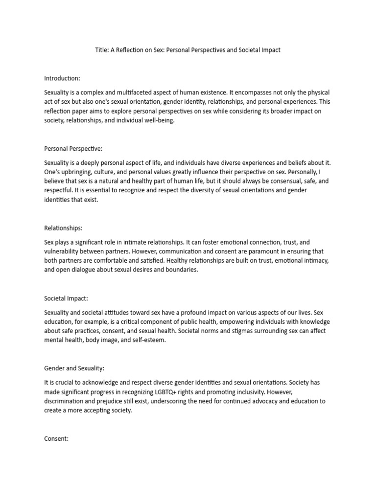 Reflection On Sex Pdf