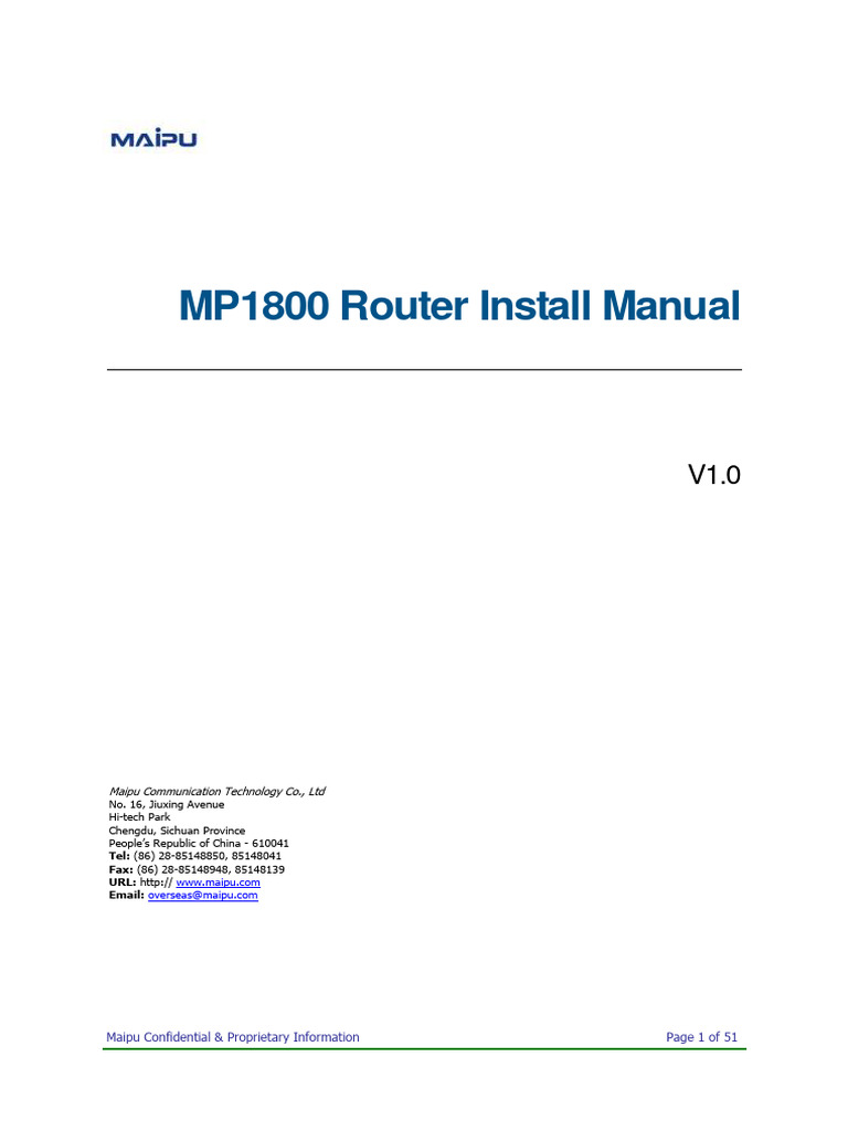 MP1800 Router Installation Guide | PDF | Computer Network | Network Switch