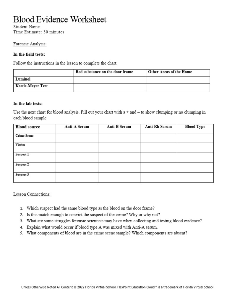 Blood Typing Worksheet | PDF