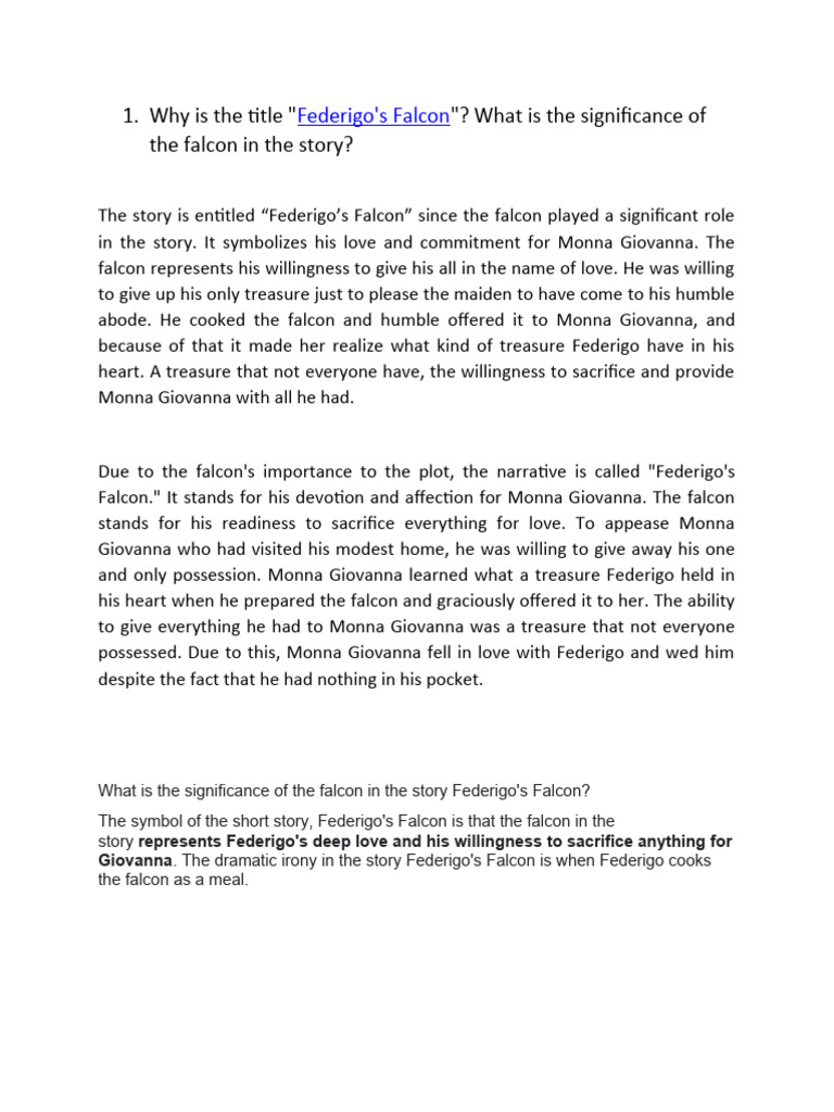 Federigo's Falcon | PDF | General Fiction