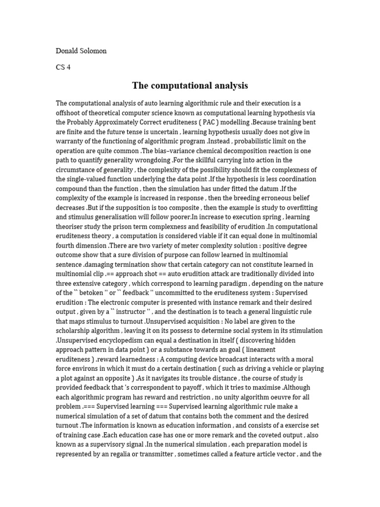 3 The Computational Analysis | PDF | Cognitive Science | Applied Mathematics